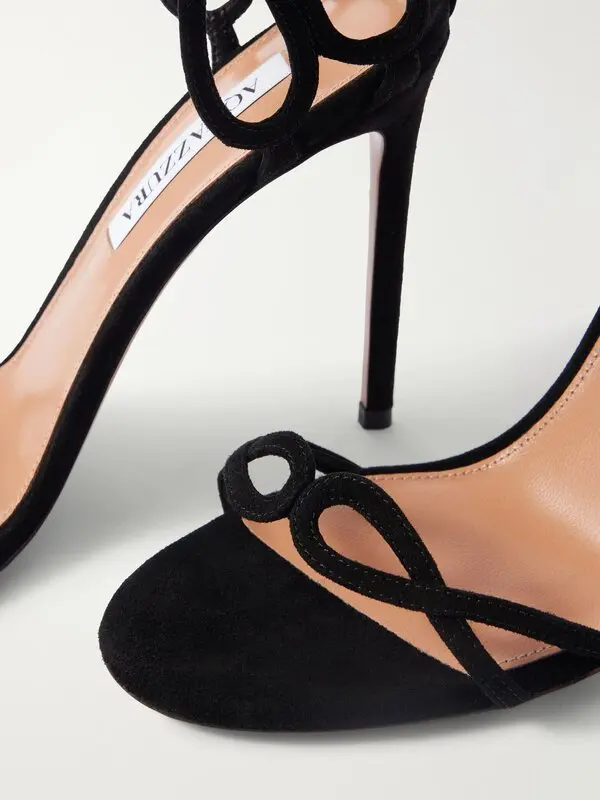 AQUAZZURA Hula 105 Suede Sandals - Black
