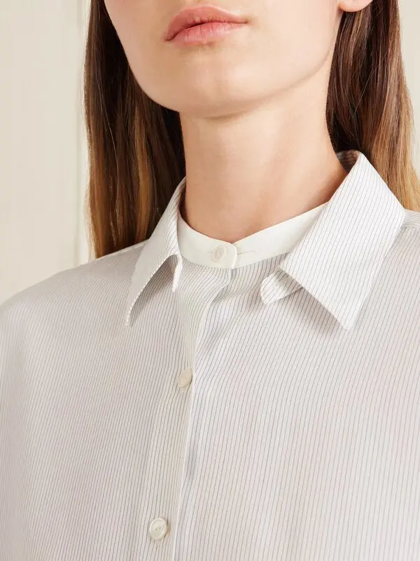 THE ROW Fiora Pinstriped Silk Shirt