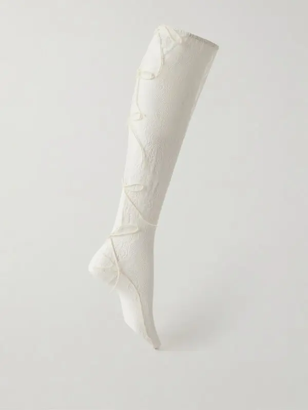 PAULINE DUJANCOURT Seagull Lace Stay-up Stockings - Neutrals