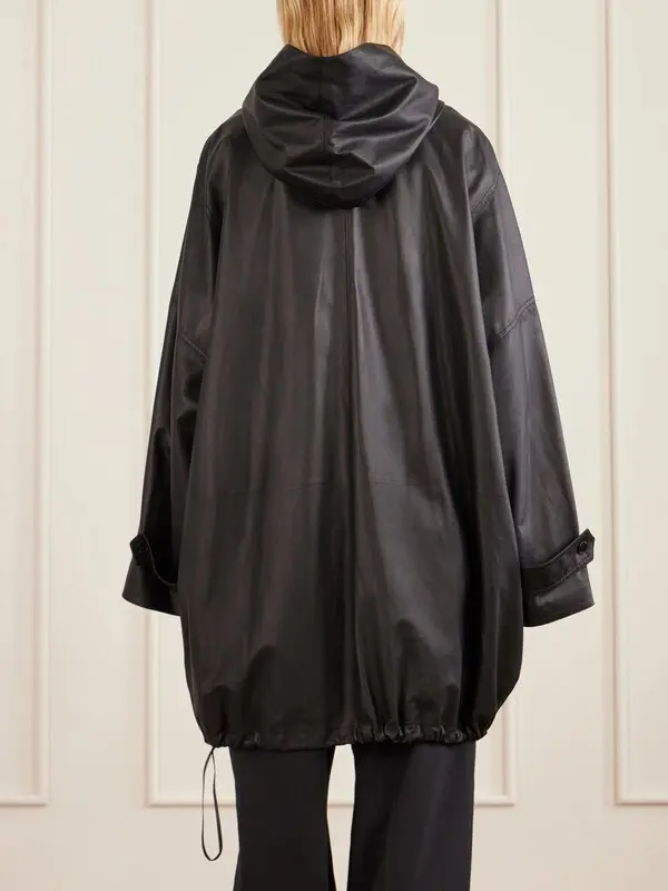 THE ROW Cassandre Leather Hooded Coat