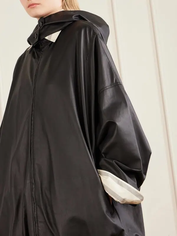 THE ROW Cassandre Leather Hooded Coat