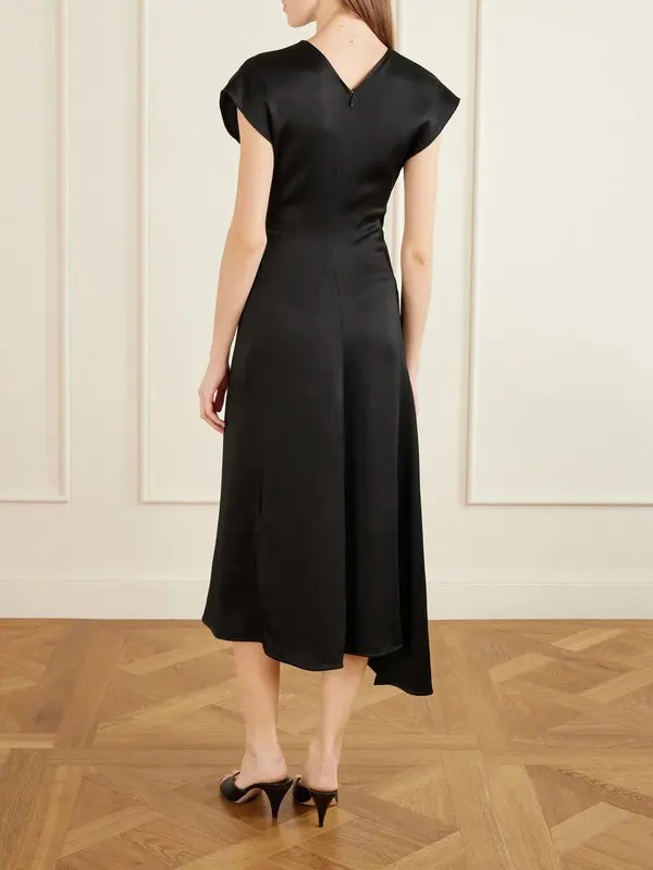 Victoria Beckham Twisted-front Satin Midi Dress