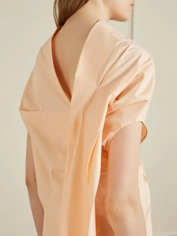 Khaite Tatia Draped Cotton-poplin Mini Dress - Orange