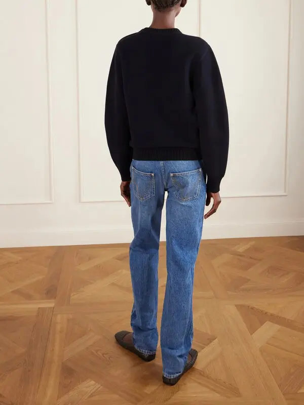 Bottega Veneta Embellished Wool And Cotton-blend Sweater - Blue