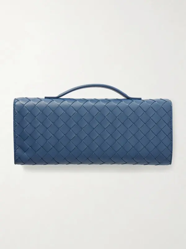 Bottega Veneta Andiamo Long Intrecciato Leather Clutch - Blue