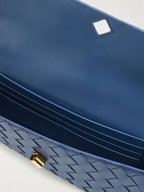 Bottega Veneta Andiamo Long Intrecciato Leather Clutch - Blue