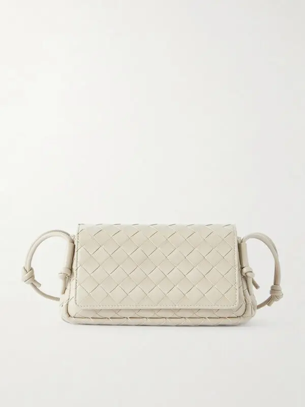 Bottega Veneta Notturno Intrecciato Leather Shoulder Bag - Neutrals