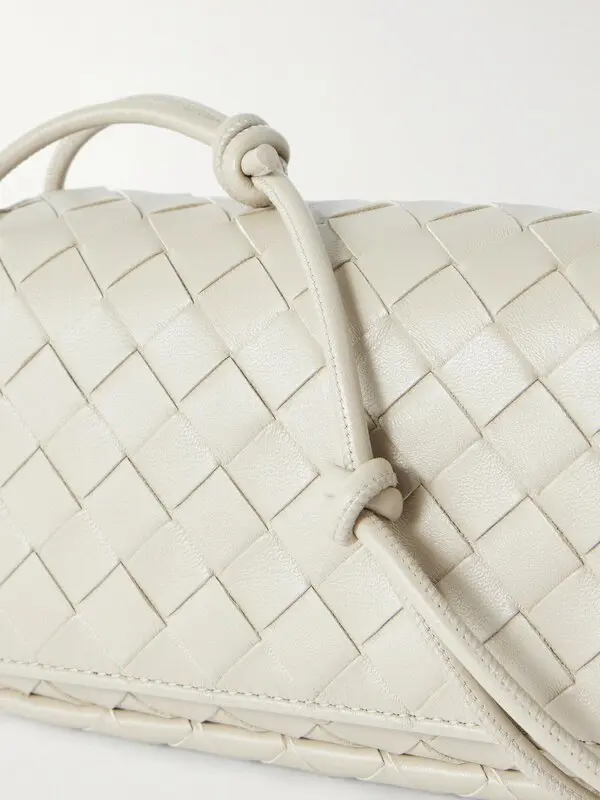 Bottega Veneta Notturno Intrecciato Leather Shoulder Bag - Neutrals