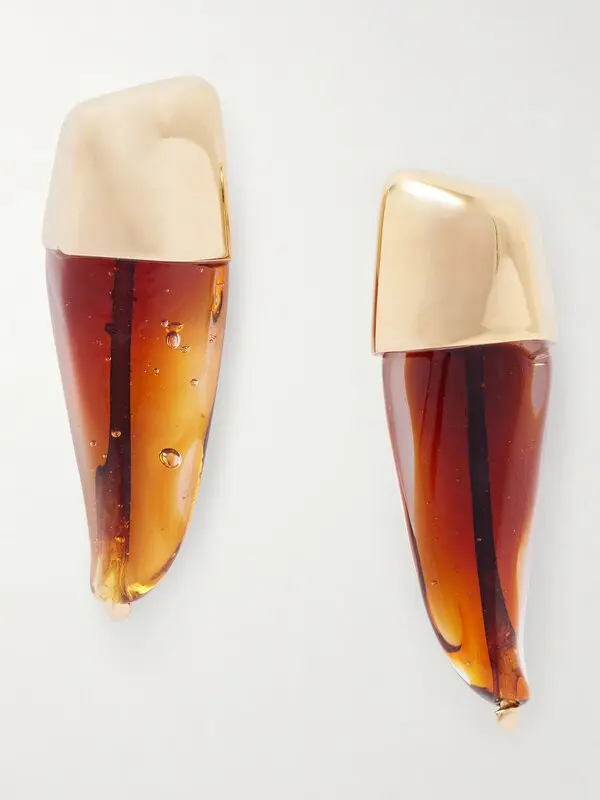 Bottega Veneta Tone And Glass Earrings - Gold