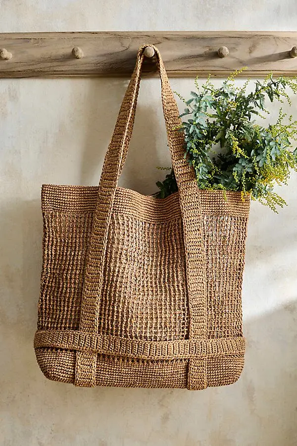 TERRAIN Raffia Traveler Tote Bag - Brown