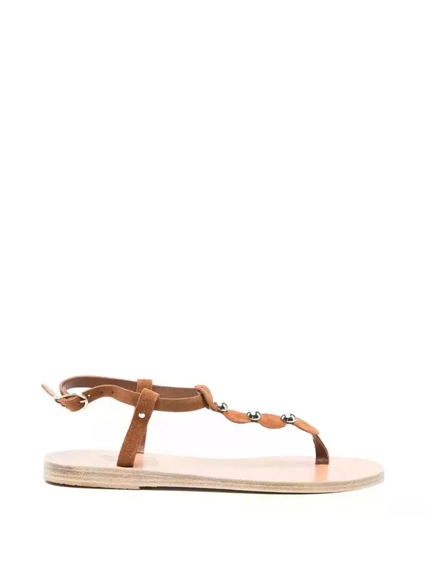 ANCIENT GREEK SANDALS Ilida Studded T-strap Sandals - Brown