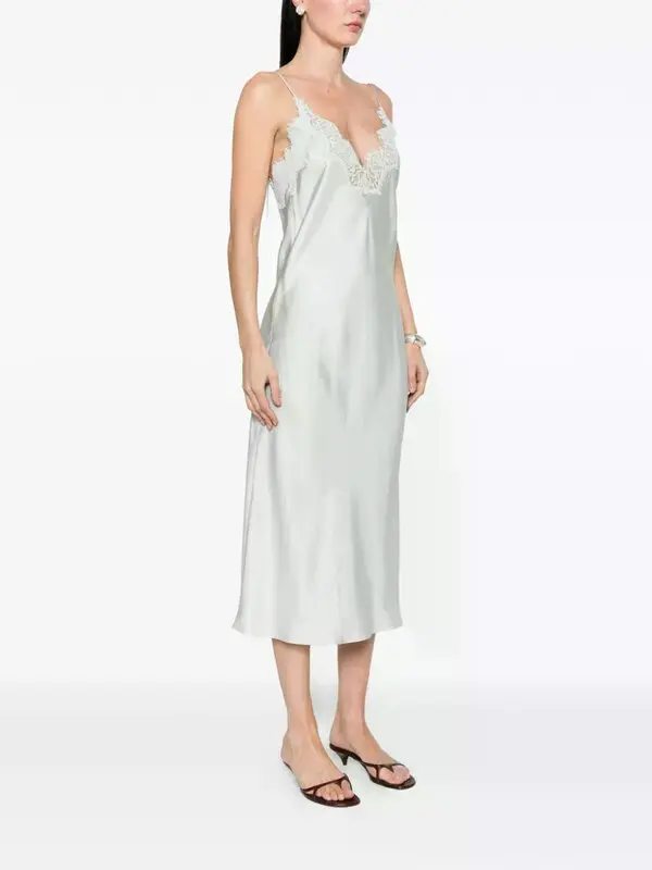 RÓHE Silk Lace-trim Slip Dress - Blue