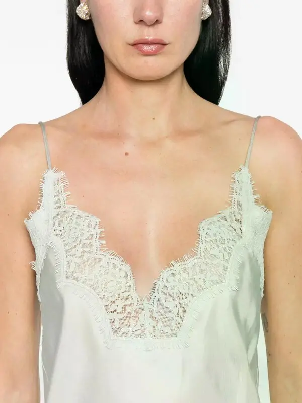 RÓHE Silk Lace-trim Slip Dress - Blue