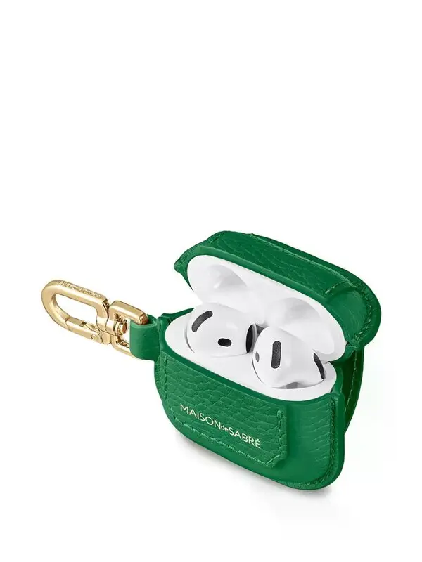 MAISON DE SABRE Leather Airpods 4 Keyring Case - Green