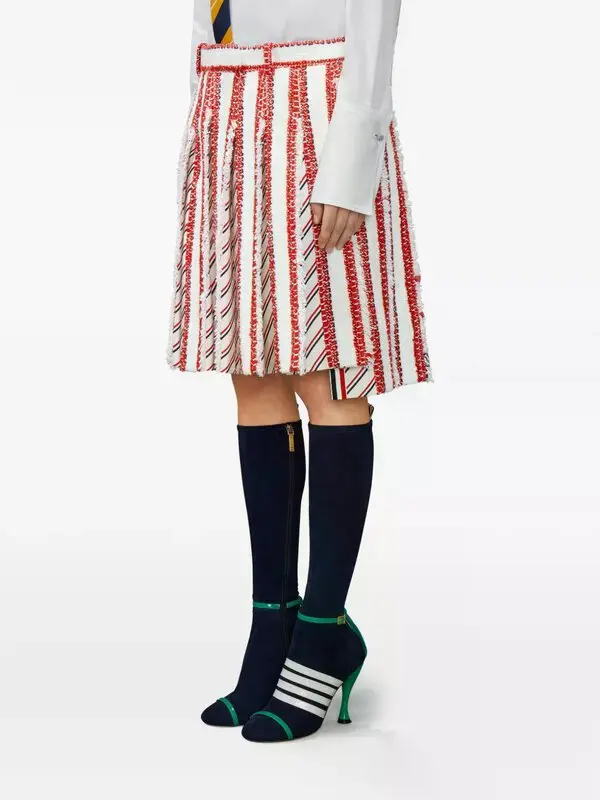 Thom Browne Ribbon Tweed Pleated Skirt