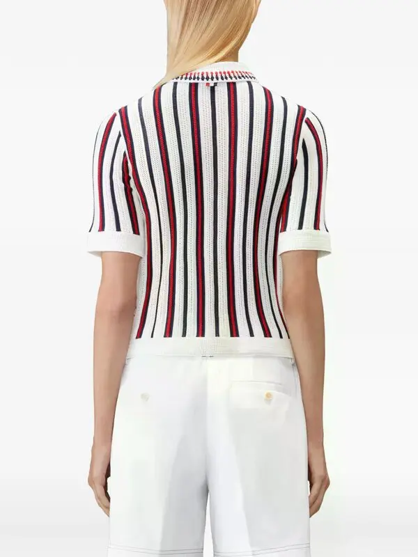 Thom Browne Striped Crochet-knit Polo Shirt