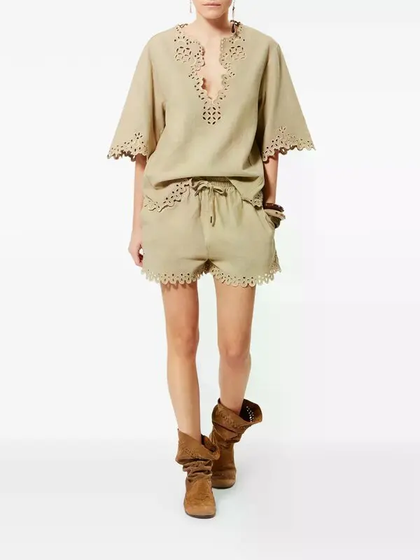 MARANT ETOILE Balyme Drawstring Eyelet Shorts - Neutrals