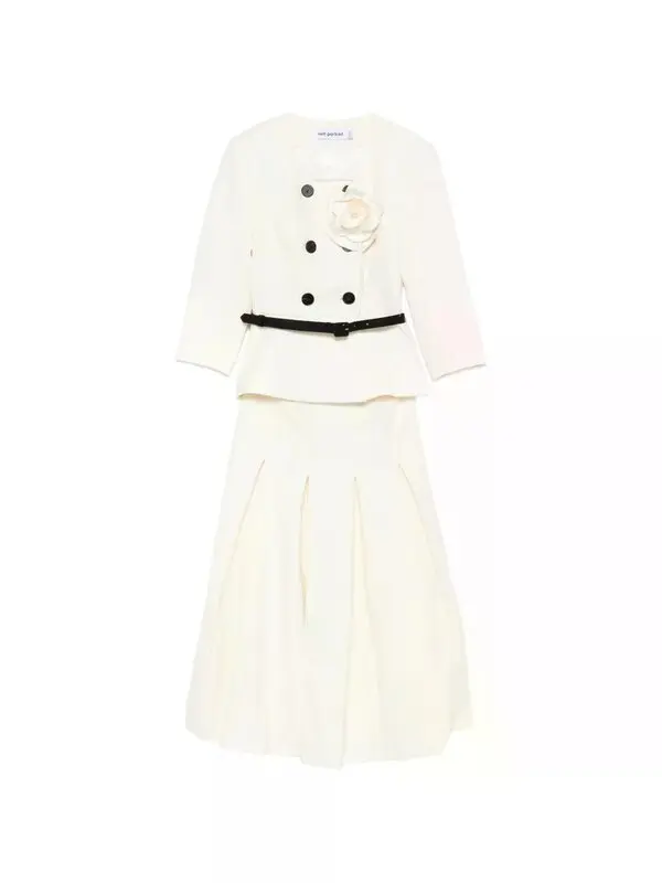 SELF-PORTRAIT Floral-detail Belted Skirt Suit