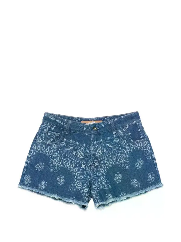 DON'T @ ME Paisley-print Denim Shorts