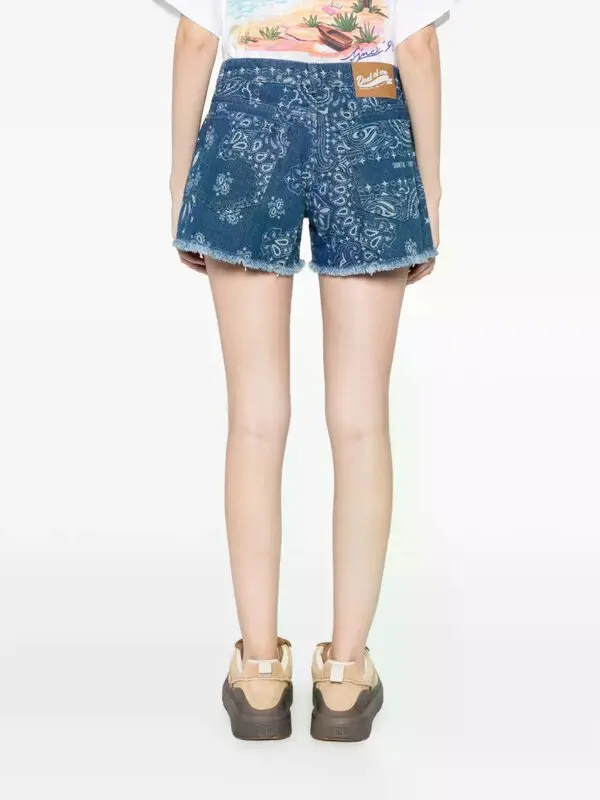 DON'T @ ME Paisley-print Denim Shorts