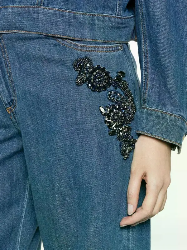 ERMANNO FIRENZE Crystal-embellished Jeans