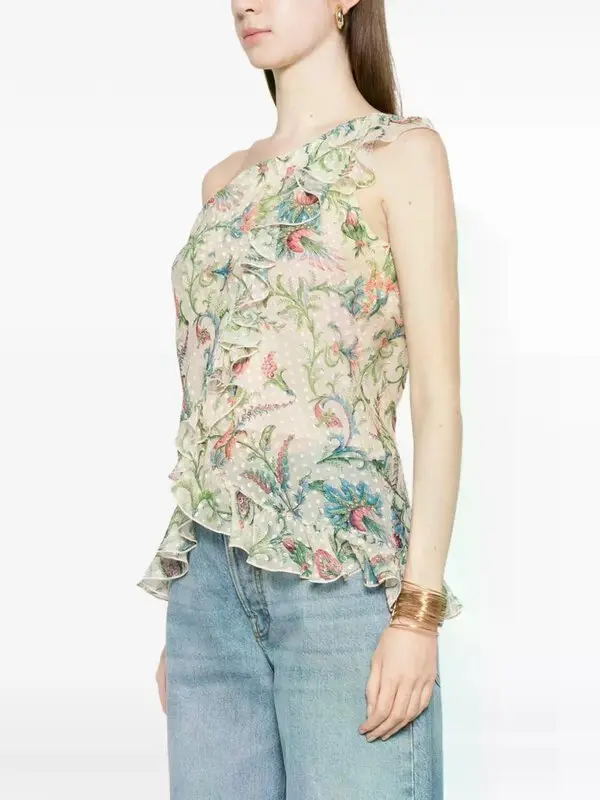 Etro Ruffled Floral Top - Neutrals