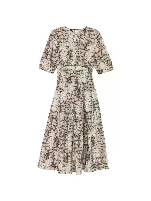 Pinko Animal-print Cutout Midi Dress - Neutrals