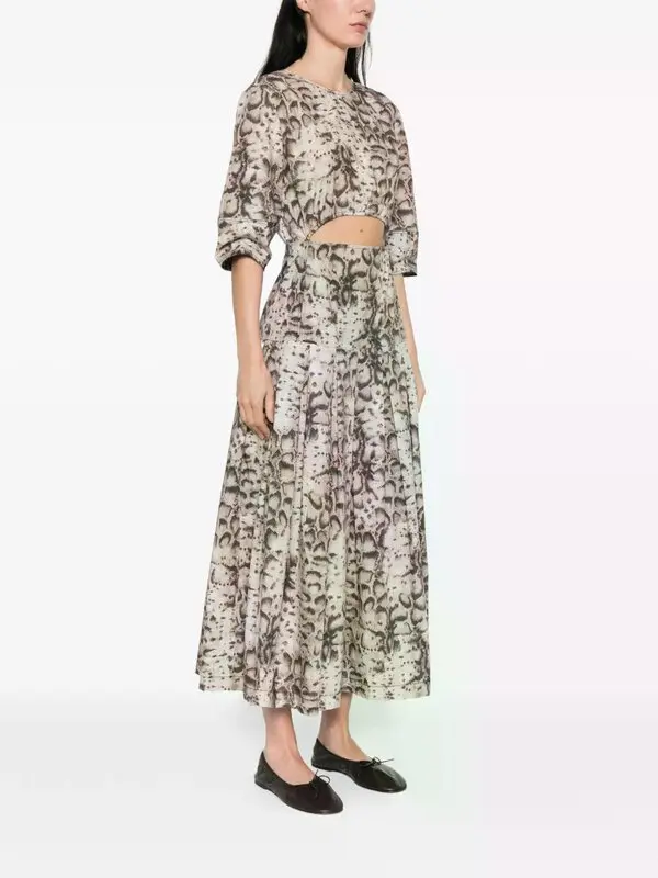 Pinko Animal-print Cutout Midi Dress - Neutrals