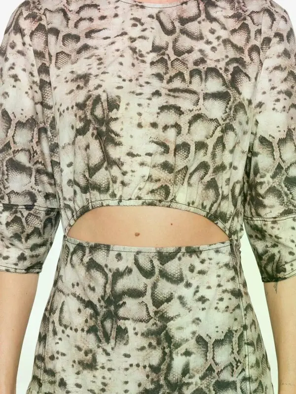 Pinko Animal-print Cutout Midi Dress - Neutrals