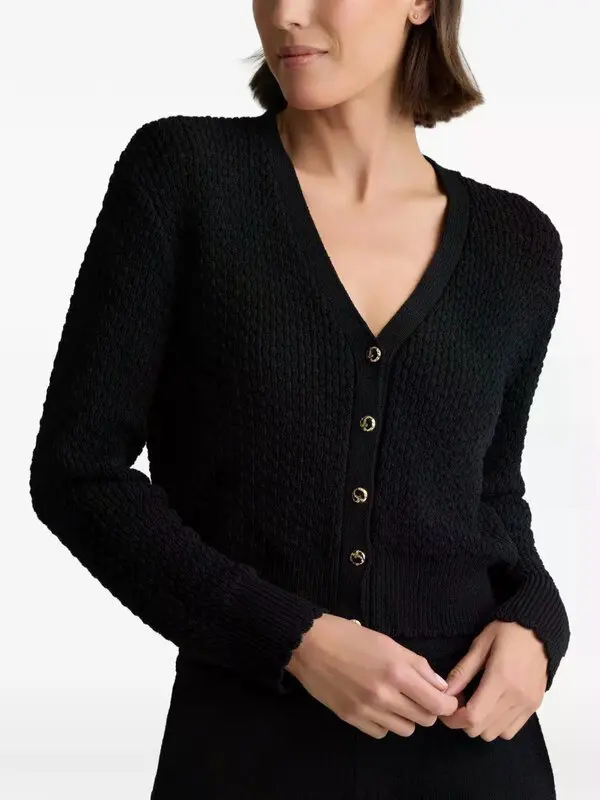 St. John Crepe Knit Cardigan - Black