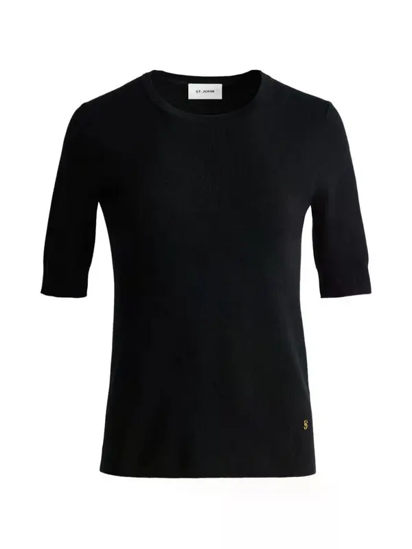 St. John Short-sleeve Cotton T-shirt - Black