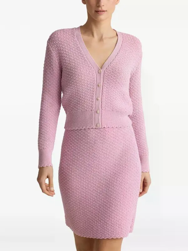 St. John Perle Crepe Knit Cardigan - Pink