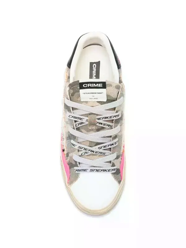CRIME LONDON Glitter-embellished Camouflage Print Lace-up Sneakers