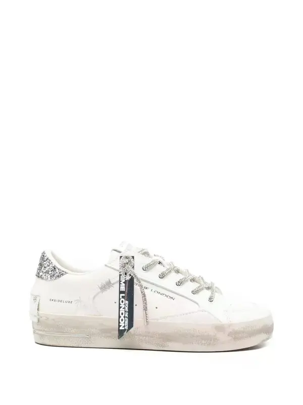 CRIME LONDON Glitter Embellished Lace-up Sneakers - White