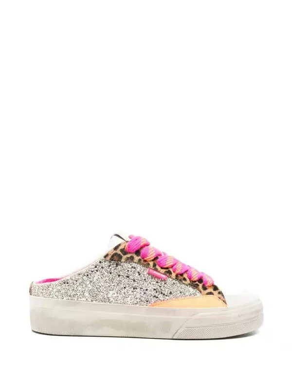 CRIME LONDON Glitter Leopard-pattern Slip-on Sneakers - Grey