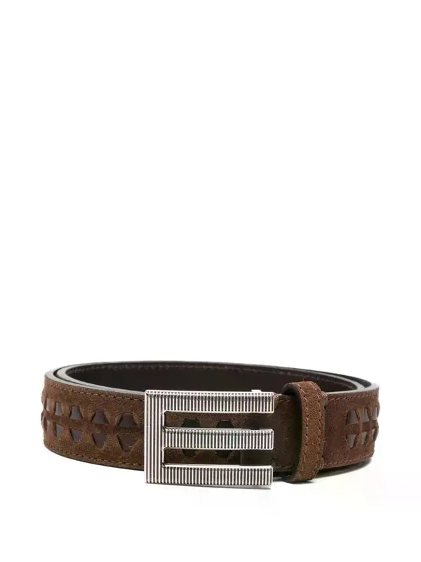 Etro Logo-buckle Leather Belt - Brown