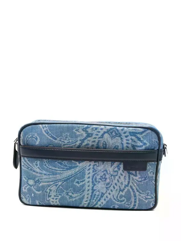 Etro Paisley Denim Messenger Bag - Blue