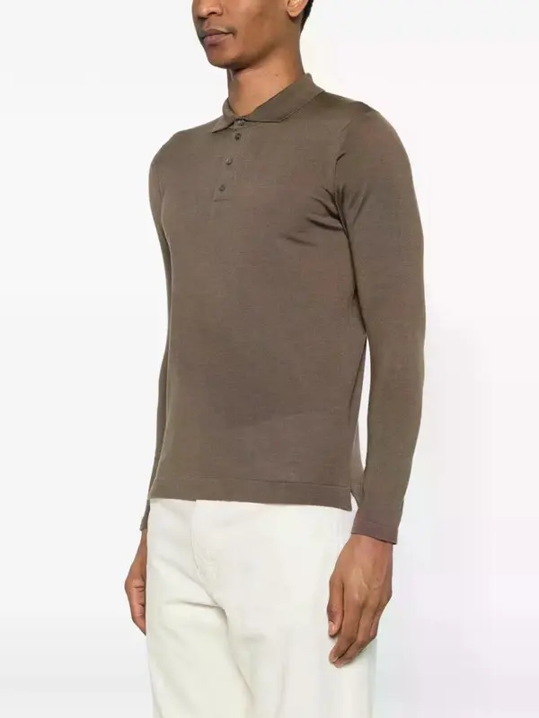 DRUMOHR Long-sleeve Polo Shirt - Brown