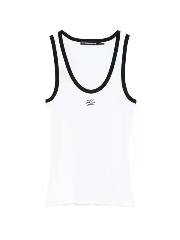 Karl Lagerfeld Autograph Logo Tank Top - White