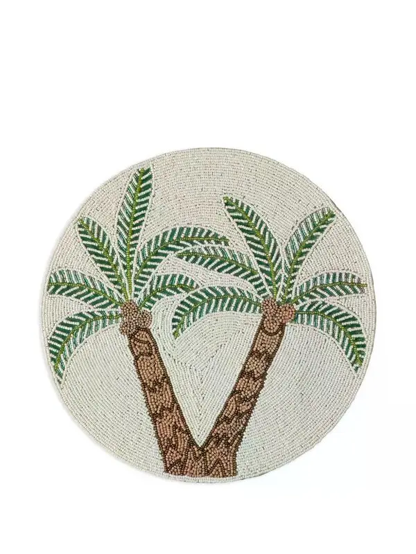 CU I SEEYOU Palm-tree-design Beaded Plate Mat - Neutrals