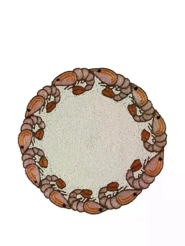 CU I SEEYOU Shrimp-design Beaded Plate Mat - Neutrals