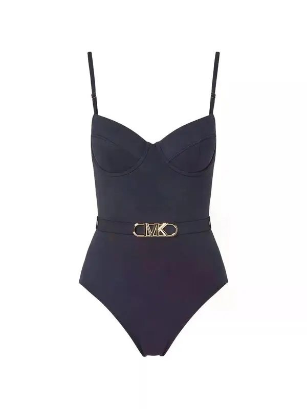Michael Kors Logo-plaque Swimsuit - Blue