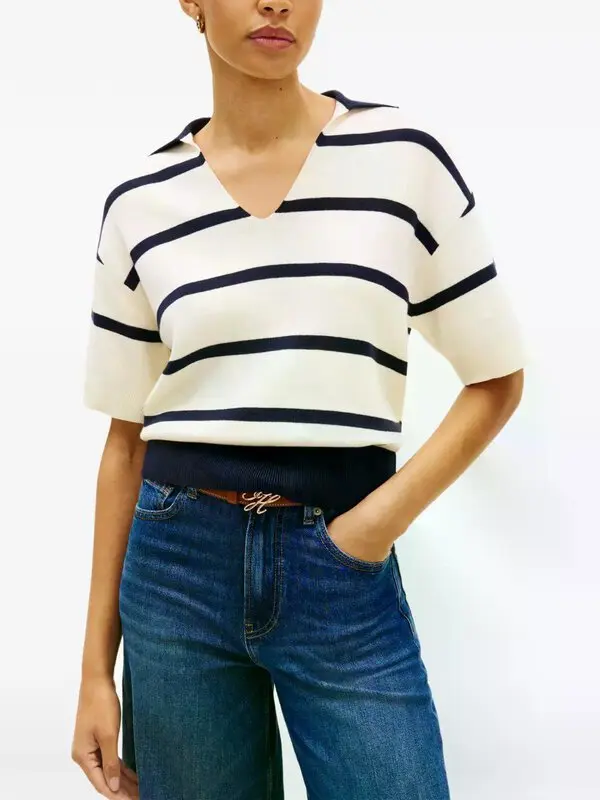 Tommy Hilfiger Striped V-neck Knit Top