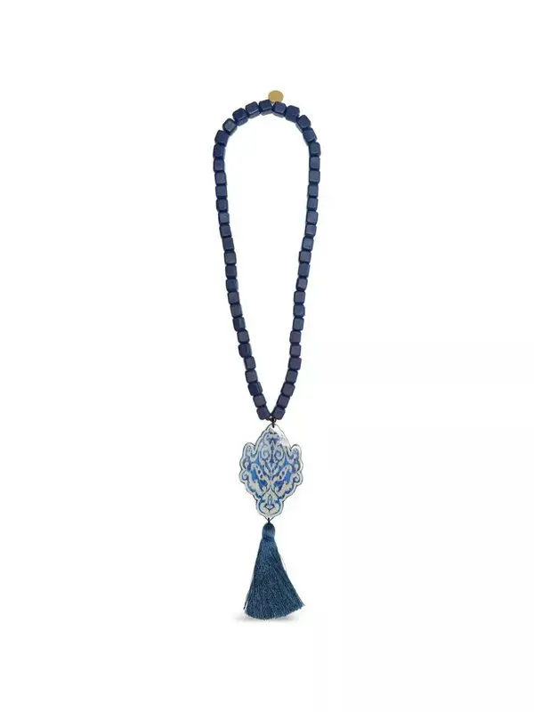 Malìparmi Ikat Beaded Tassel Necklace - Blue