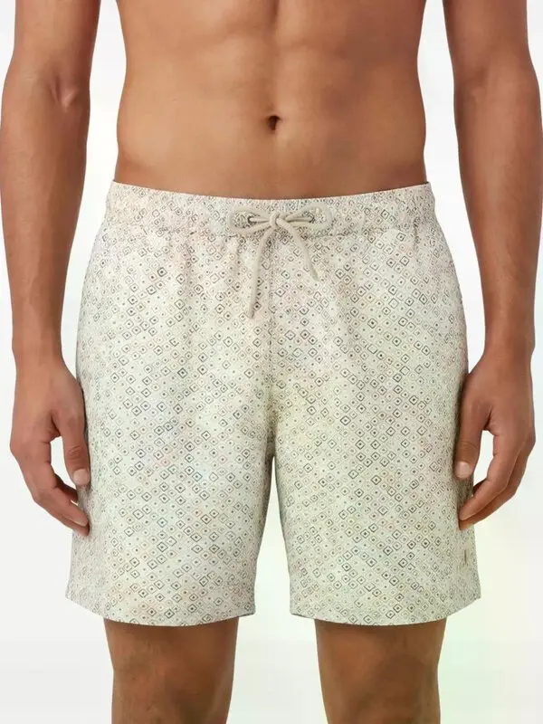 Paul & Shark Geometric Watercolor Print Swim Shorts - Neutrals