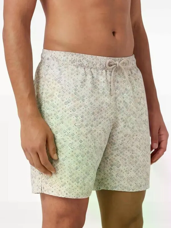 Paul & Shark Geometric Watercolor Print Swim Shorts - Neutrals
