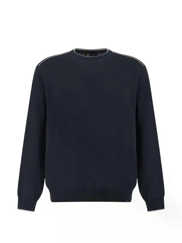 Paul & Shark Crew-neck Sweater With Aqualeather Detail - Blue