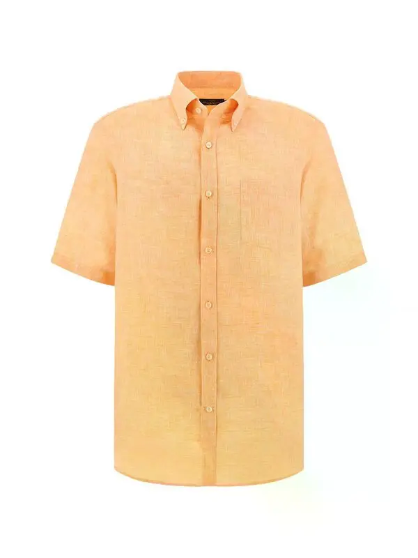 Paul & Shark Short Sleeve Linen Shirt - Orange