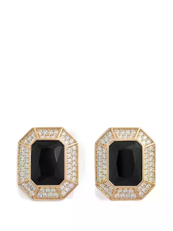 SELF-PORTRAIT Crystal Octagonal Earrings - Gold