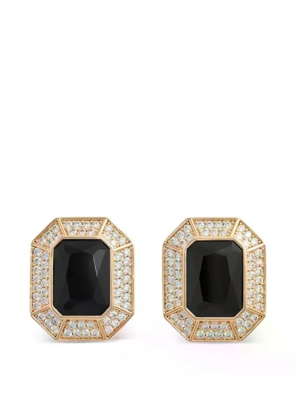 SELF-PORTRAIT Crystal Octagonal Earrings - Gold